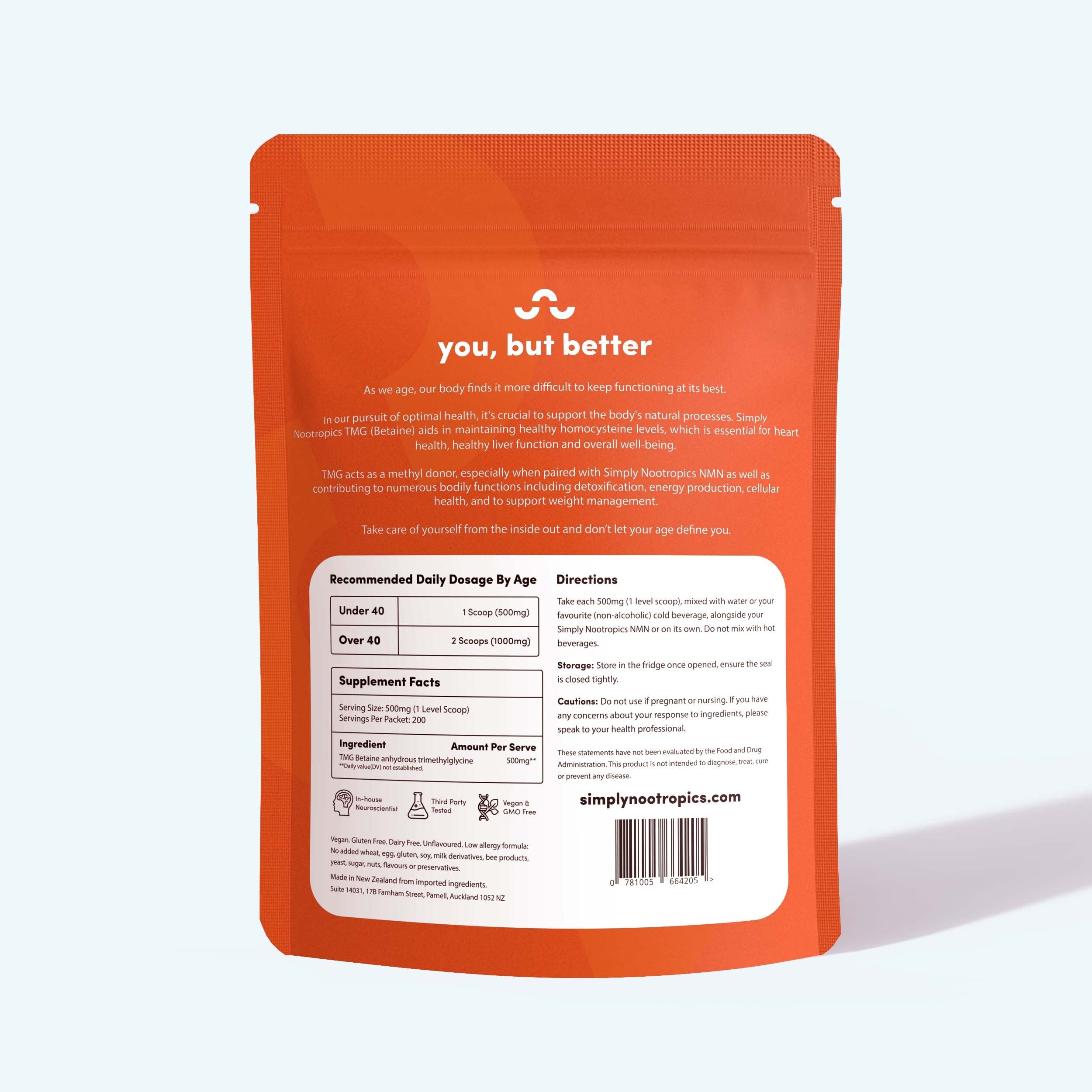 TMG (Betaine) Powder Supplements | Simply Nootropics AUS